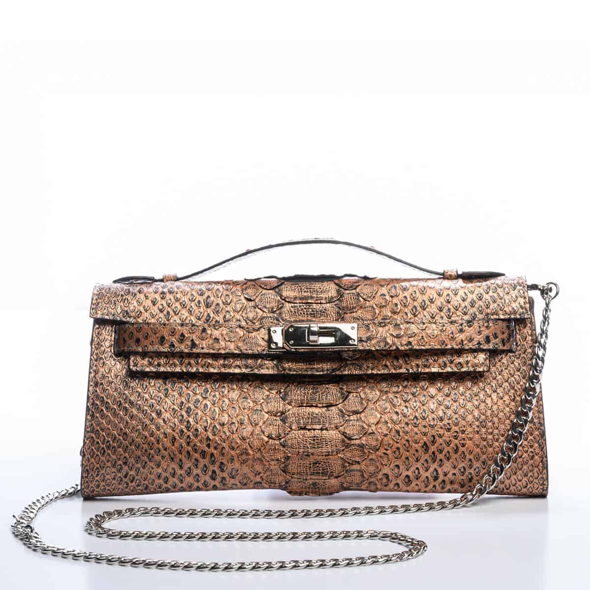 Le Prince Clutch, Bronze Python with Black Accents – Baron Paris