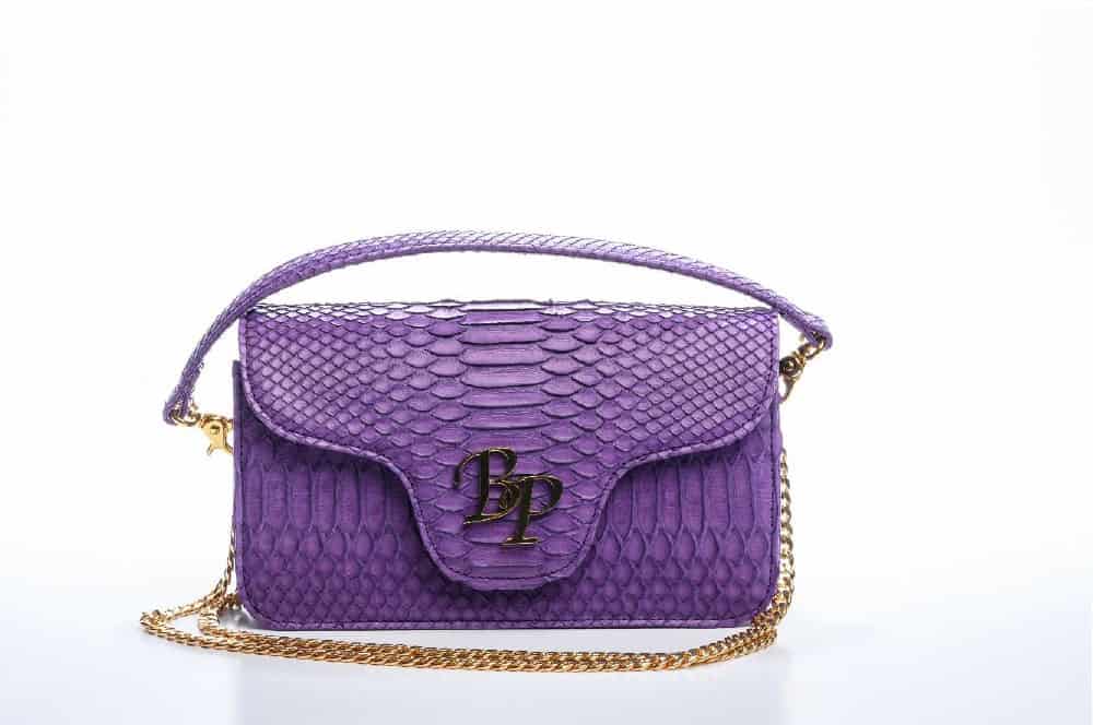 Biarritz Handbag, Purple Python – Baron Paris