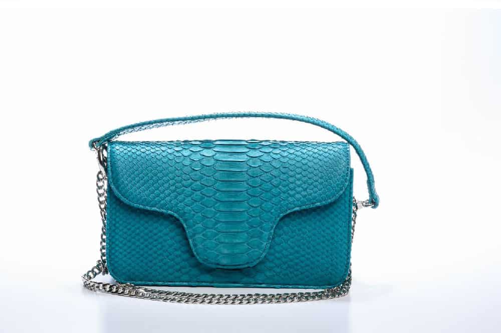 Biarritz Handbag, Teal Python – Baron Paris