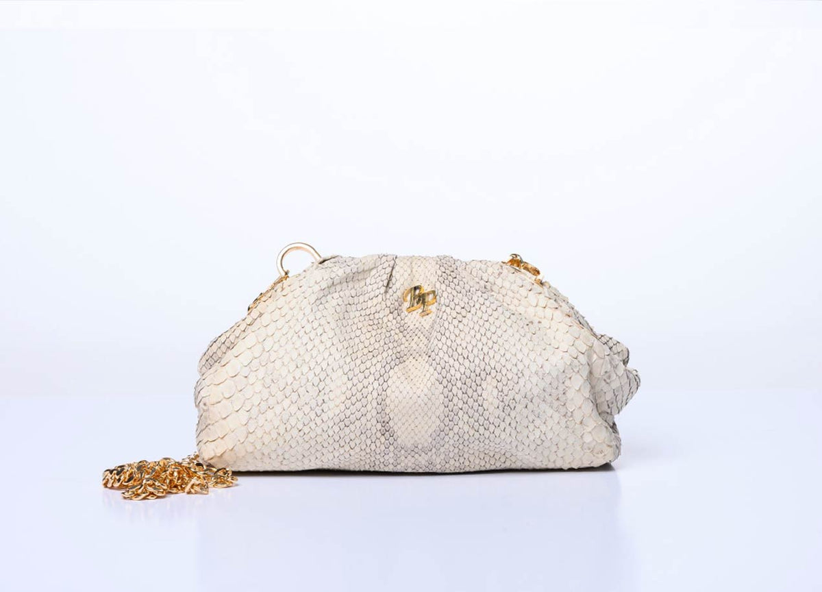 Caterine Women's Clutch, Off-White Python – Baron Paris